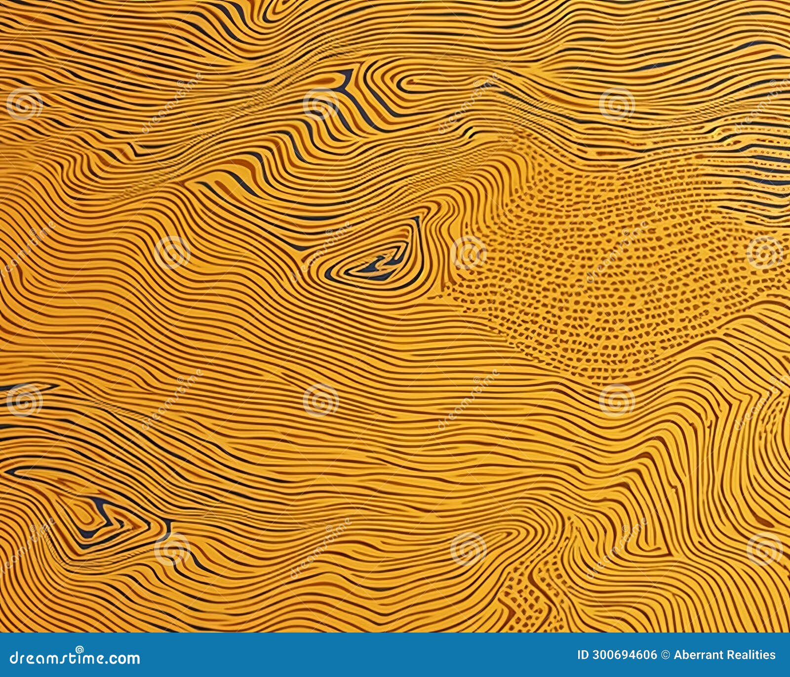 An Abstract Painting with Wavy Lines on a Yellow Background Stock ...
