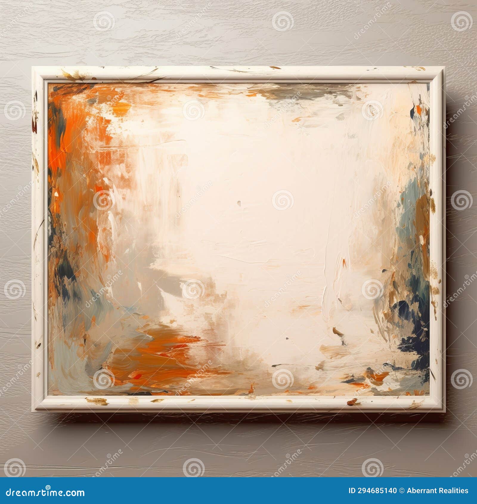 An Abstract Painting in a White Frame on a Wall Stock Illustration ...