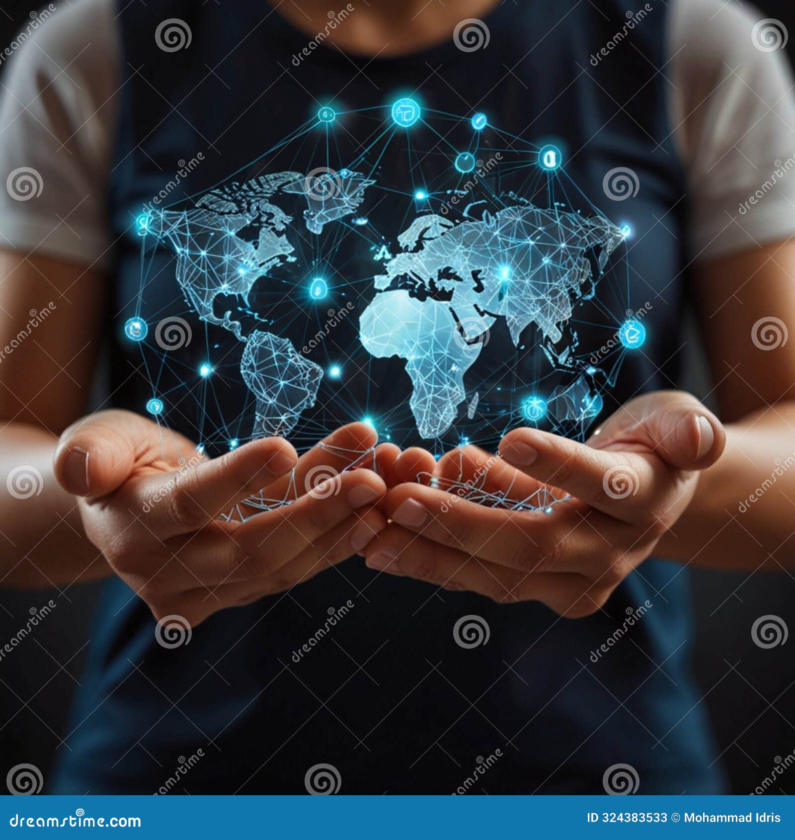 Abstract Palm Hands Represent the Concept of Creative Science and ...