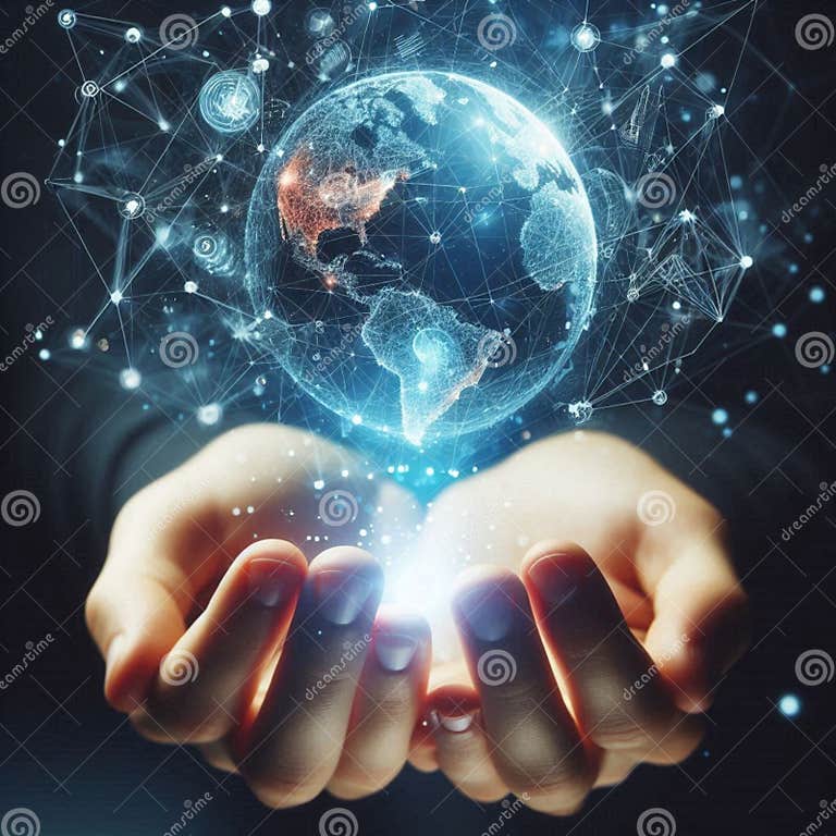 Abstract Palm Hands Represent the Concept of Creative Science and ...