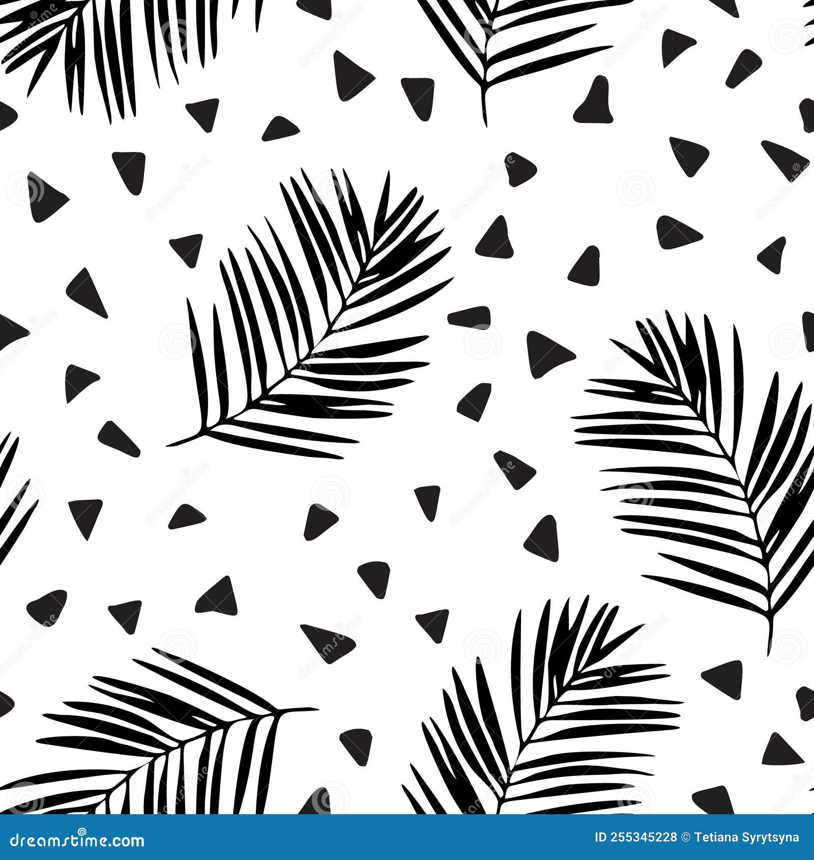 Abstract Palm Leaves Silhouettes, Small Random Triangles Seamless ...