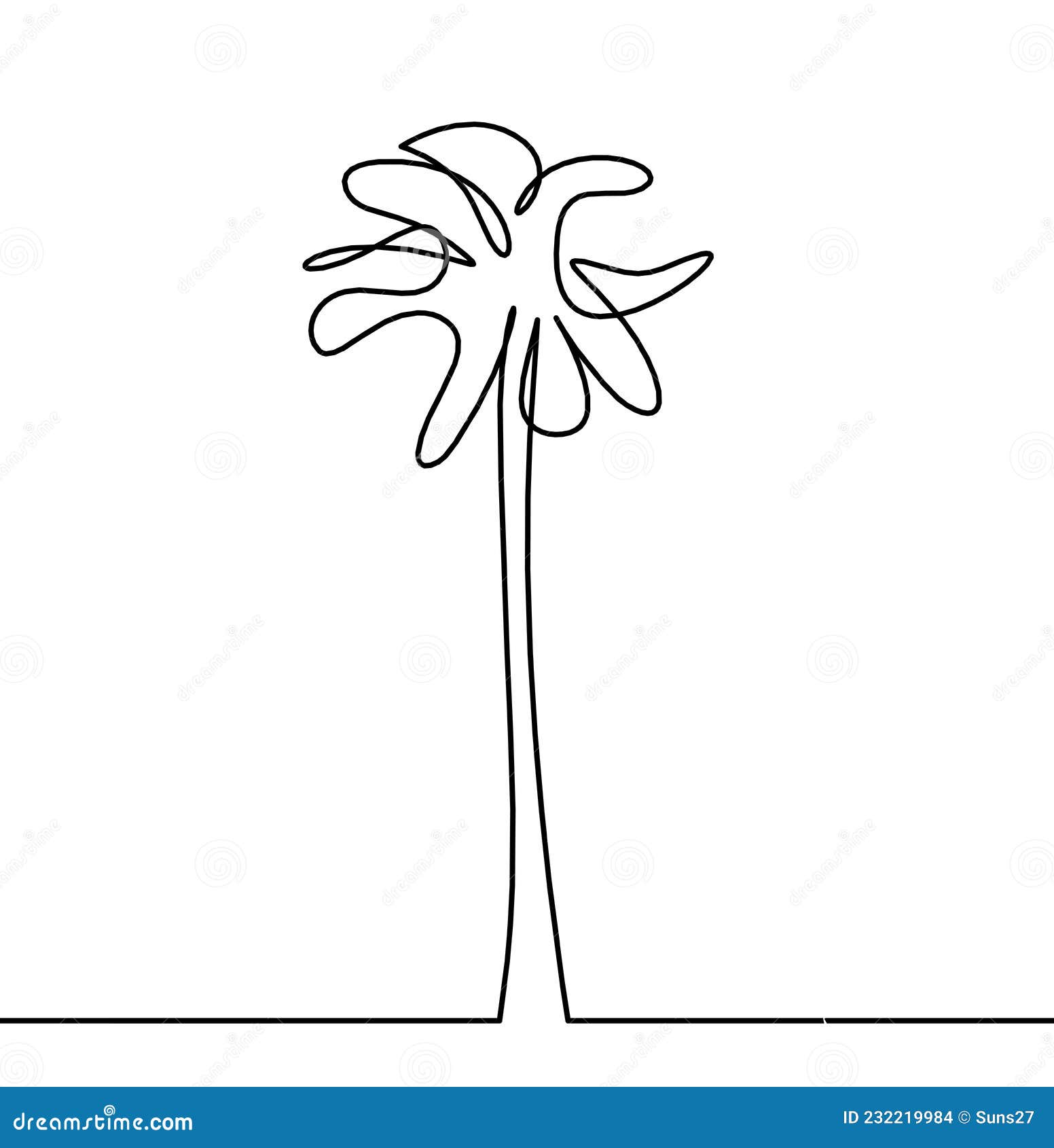 Abstract Palm Tree As Line Drawing on the White Stock Vector ...