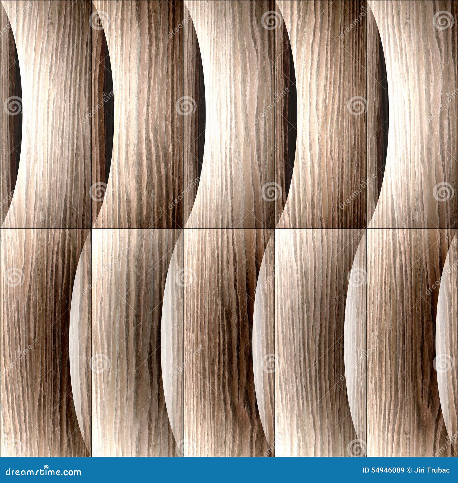 Abstract Paneling Pattern - Waves Decoration, Blasted Oak Groove Stock ...