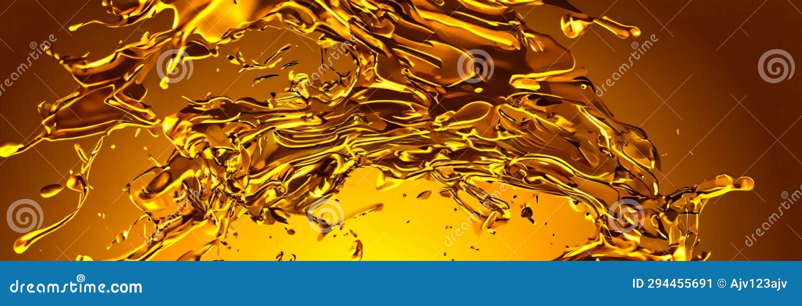 An Abstract Panoramic Image of a Gold Paint Splash on a Gold Background ...