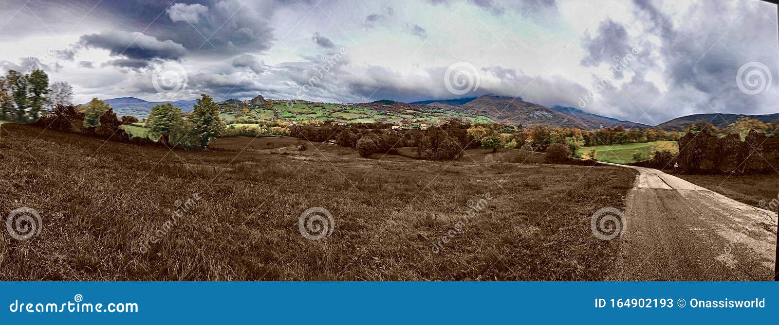 Abstract Panoramic Nature Landscape Painting Stock Image - Image of ...