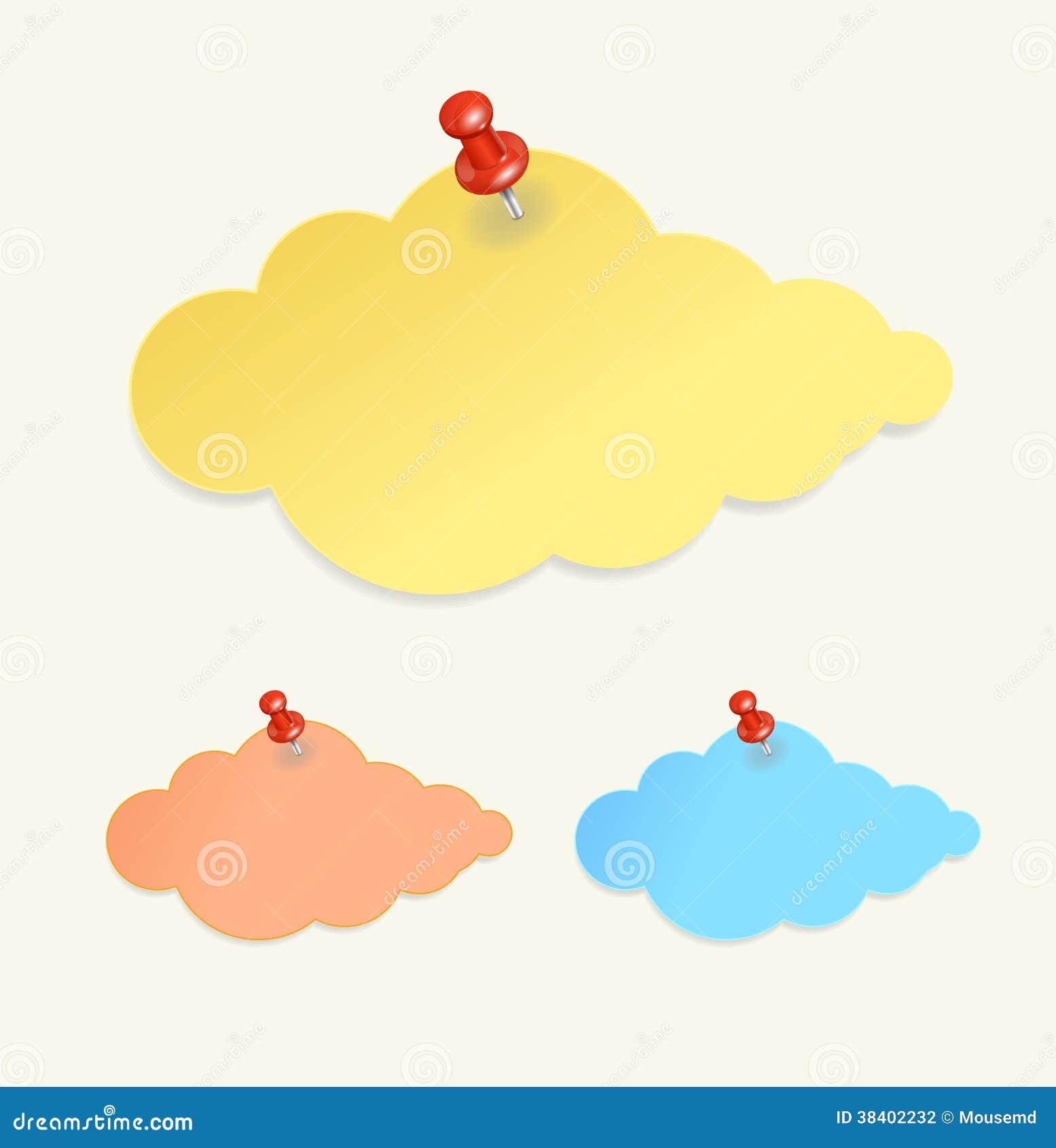 Paper Cloud. Different Clouds On Blue Sky In Origami Design, Cut Paper ...