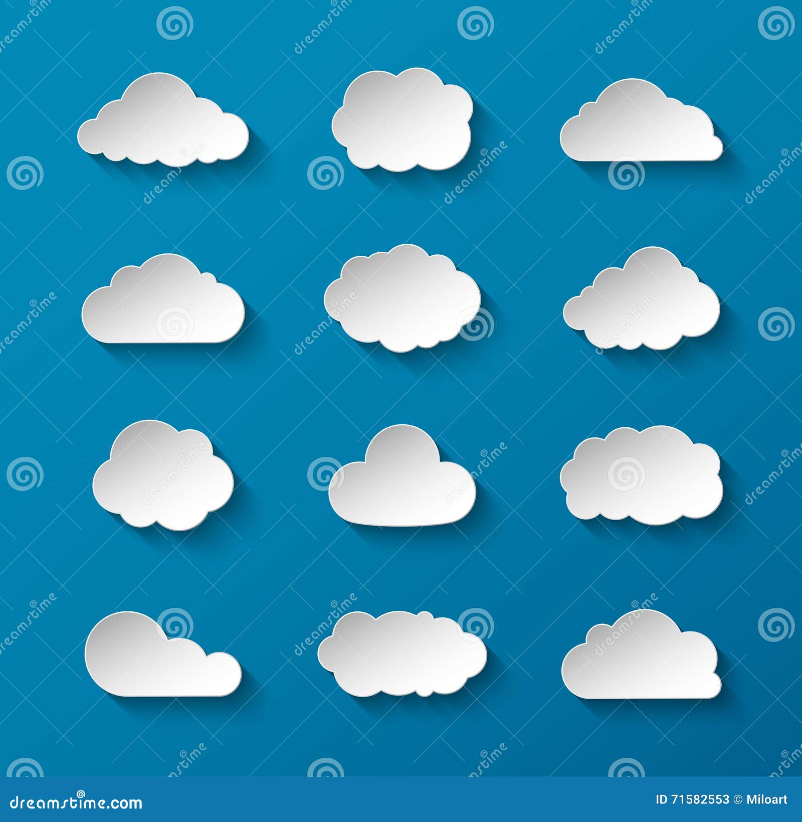 Abstract paper clouds set. stock vector. Illustration of heavenly ...
