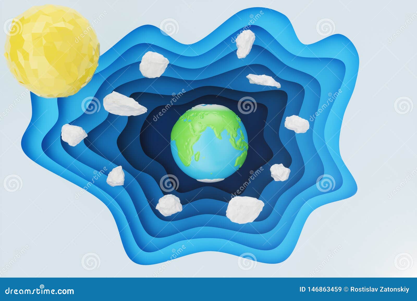 Abstract Paper Cut Background with Earth Concept. Paper Carving Effect ...