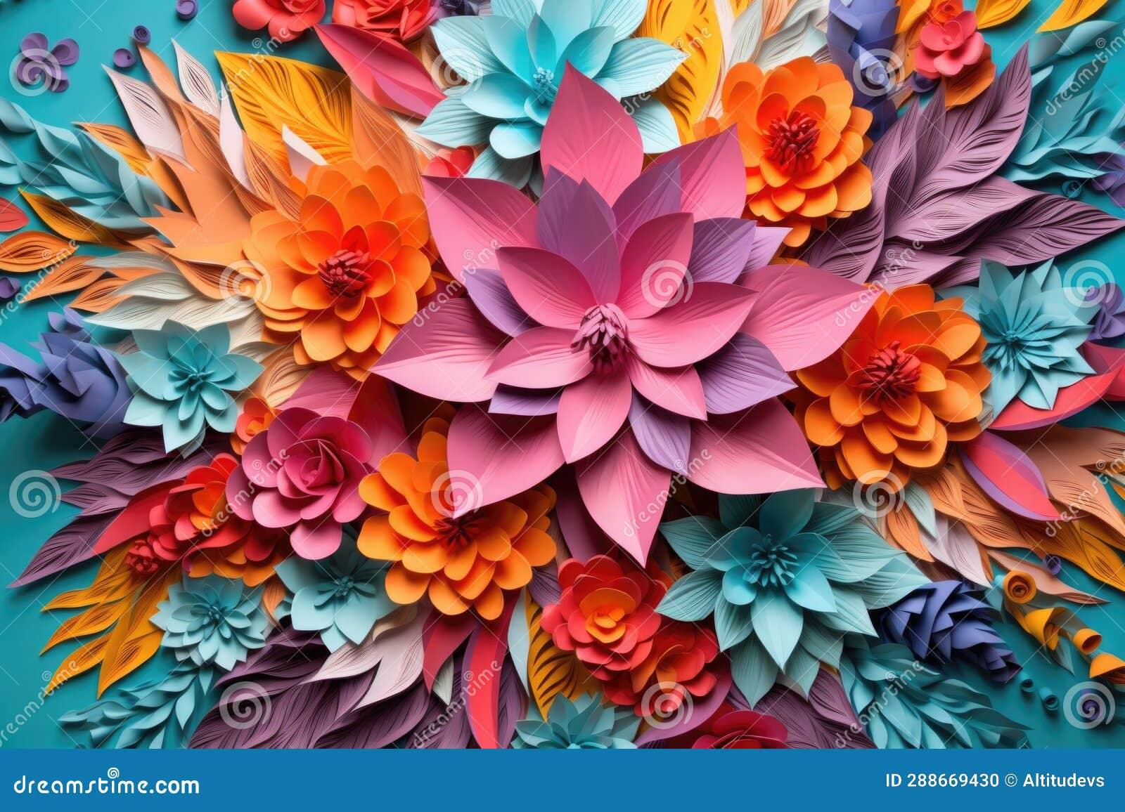 Abstract Paper Flower Explosion in Vibrant Colors Stock Photo - Image ...