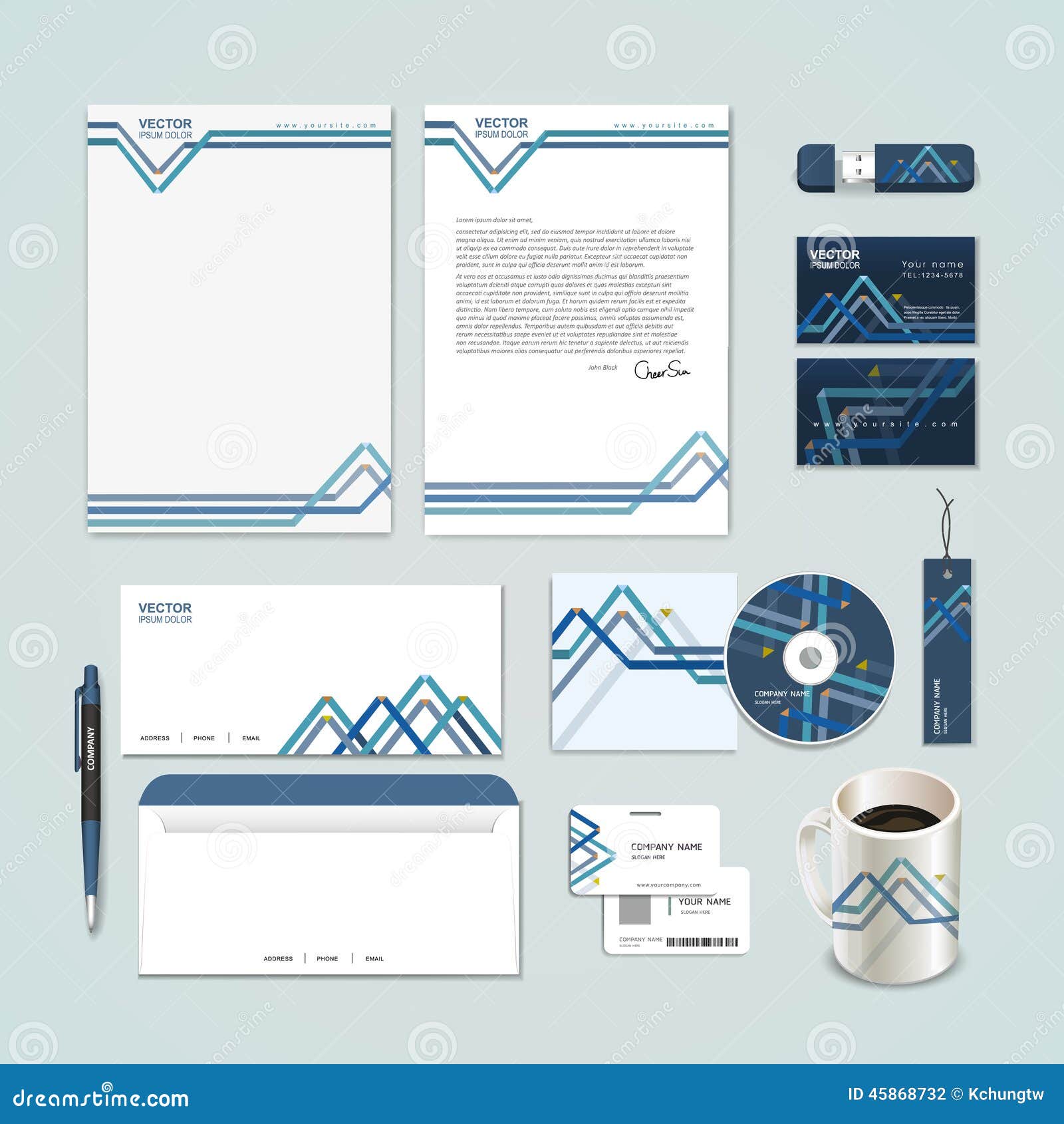Abstract Paper Folded Pattern Background for Corporate Identity Set ...