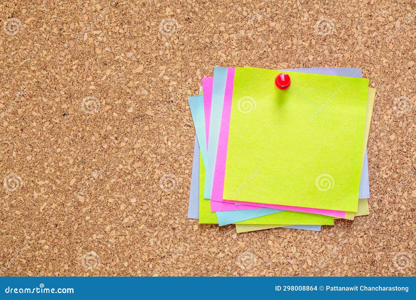 Abstract Paper Note Pin on Cork Board. Blank Notes for Add Text Message ...