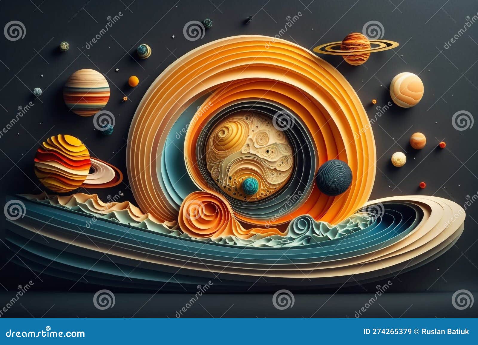 Abstract Paper Quilling Space, Spacetime and Constellations, Stars and ...