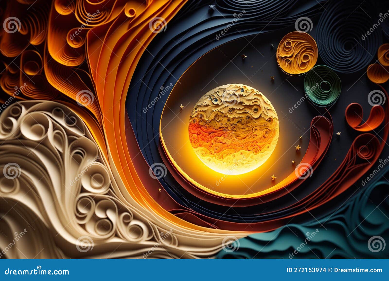 Abstract Paper Quilling Space, Spacetime and Constellations, Stars and ...