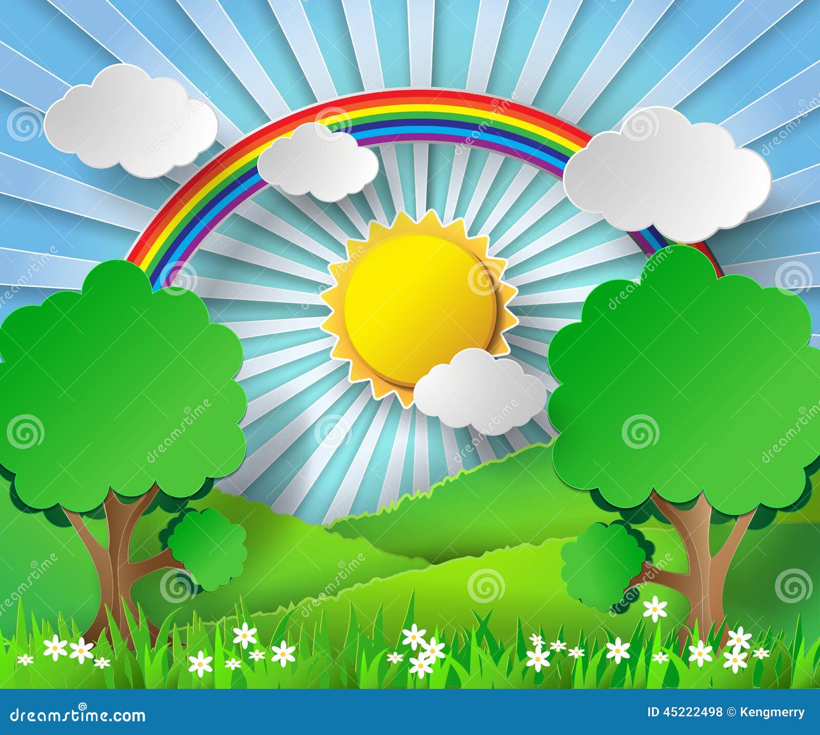 Abstract Paper Rainbow and Sunshine. Vector Illustration. Stock Vector ...