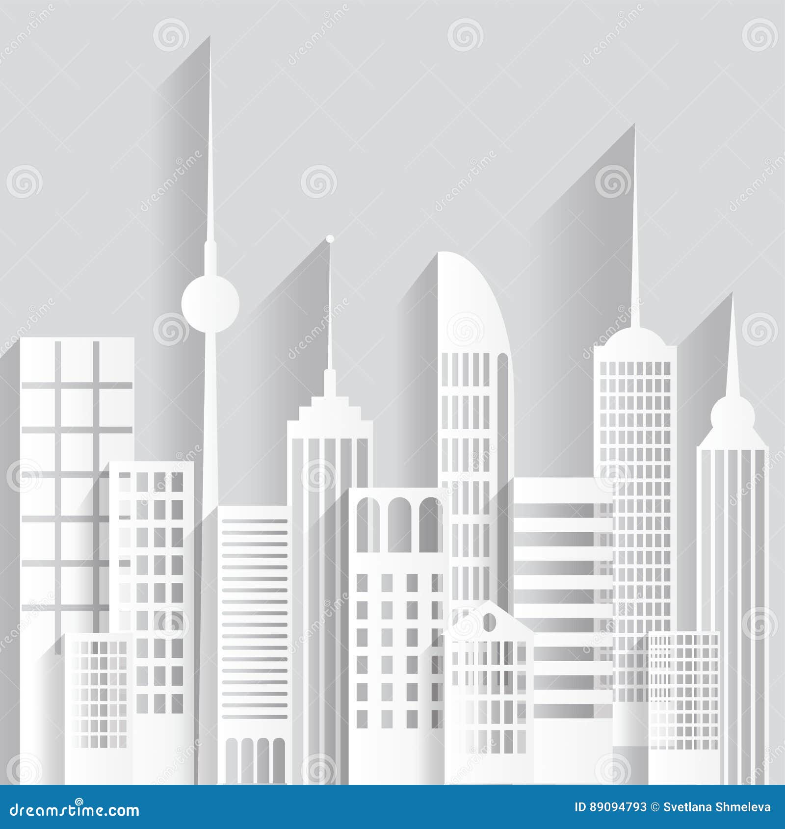 Abstract Paper White Skyscrapers on White Background. Vector ...