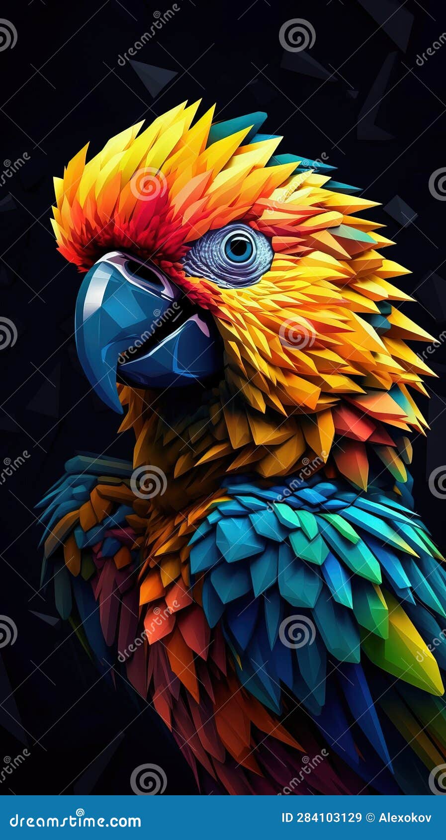 Abstract Parrot on Dark Background. Generative AI Stock Illustration ...