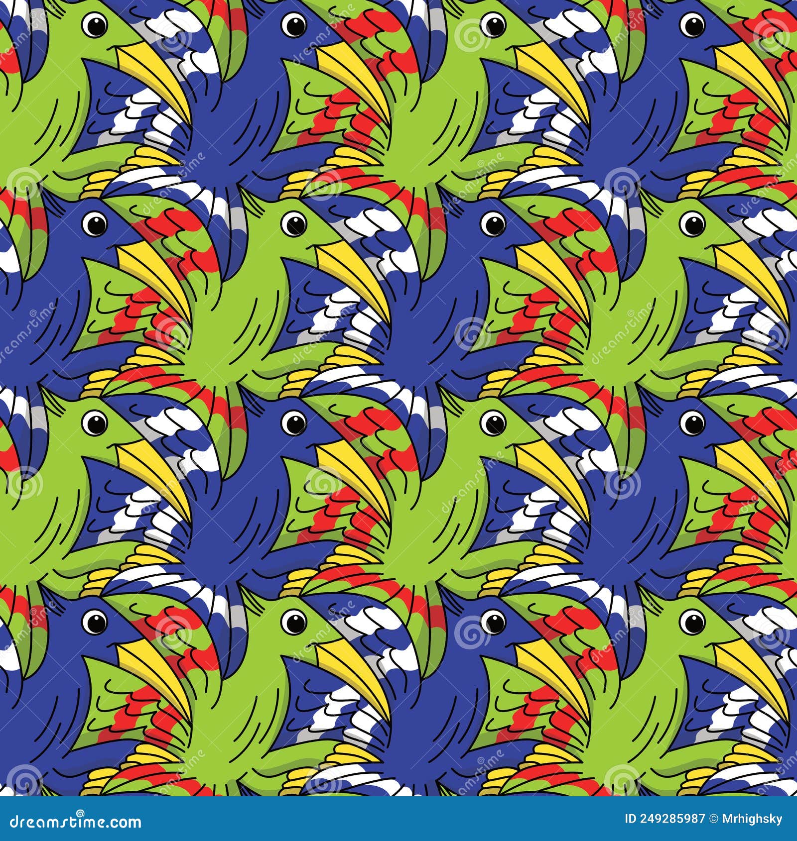 Abstract Parrots Tessellation Pattern Stock Illustration - Illustration ...