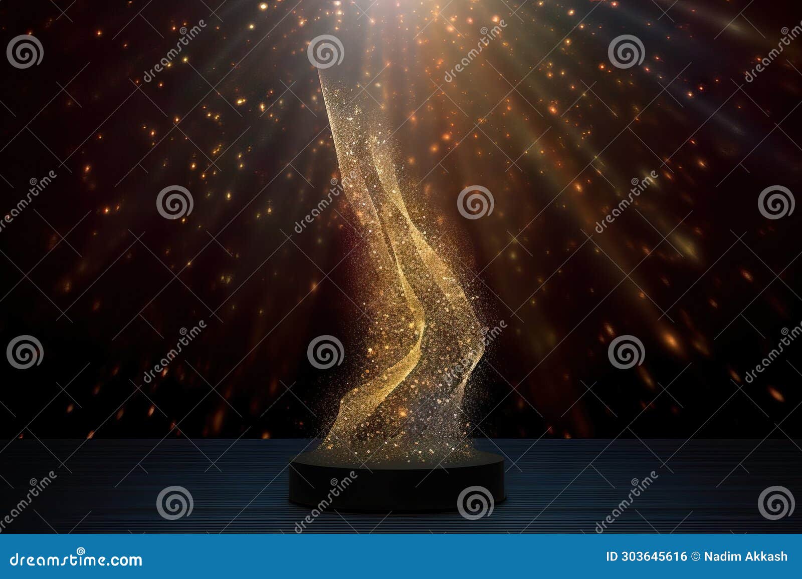 Abstract Particle Award with Glitter Effect on Dark Background Stock ...