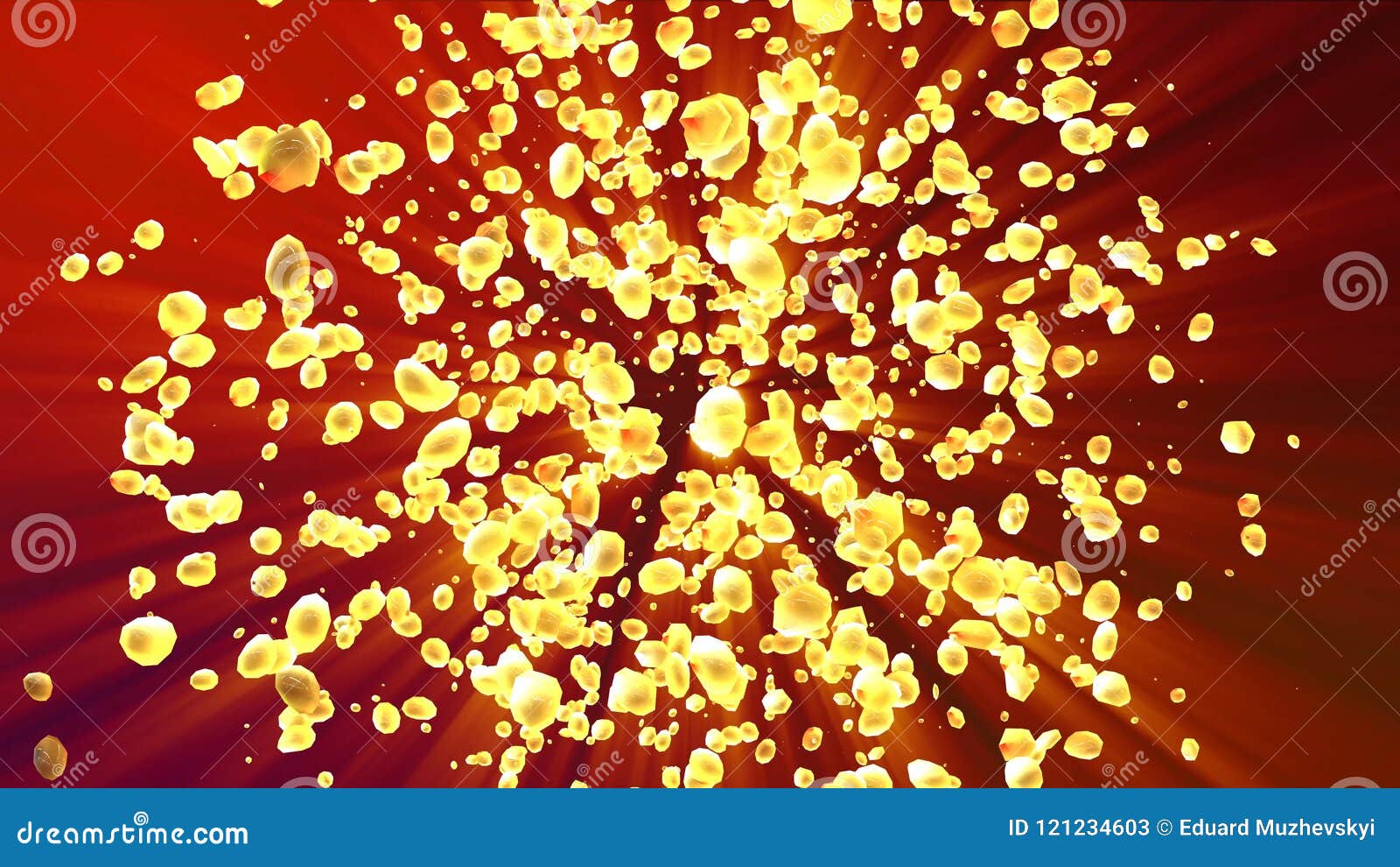 Abstract Particle Sphere Explosion. Red Shards Flying And Rotating In ...