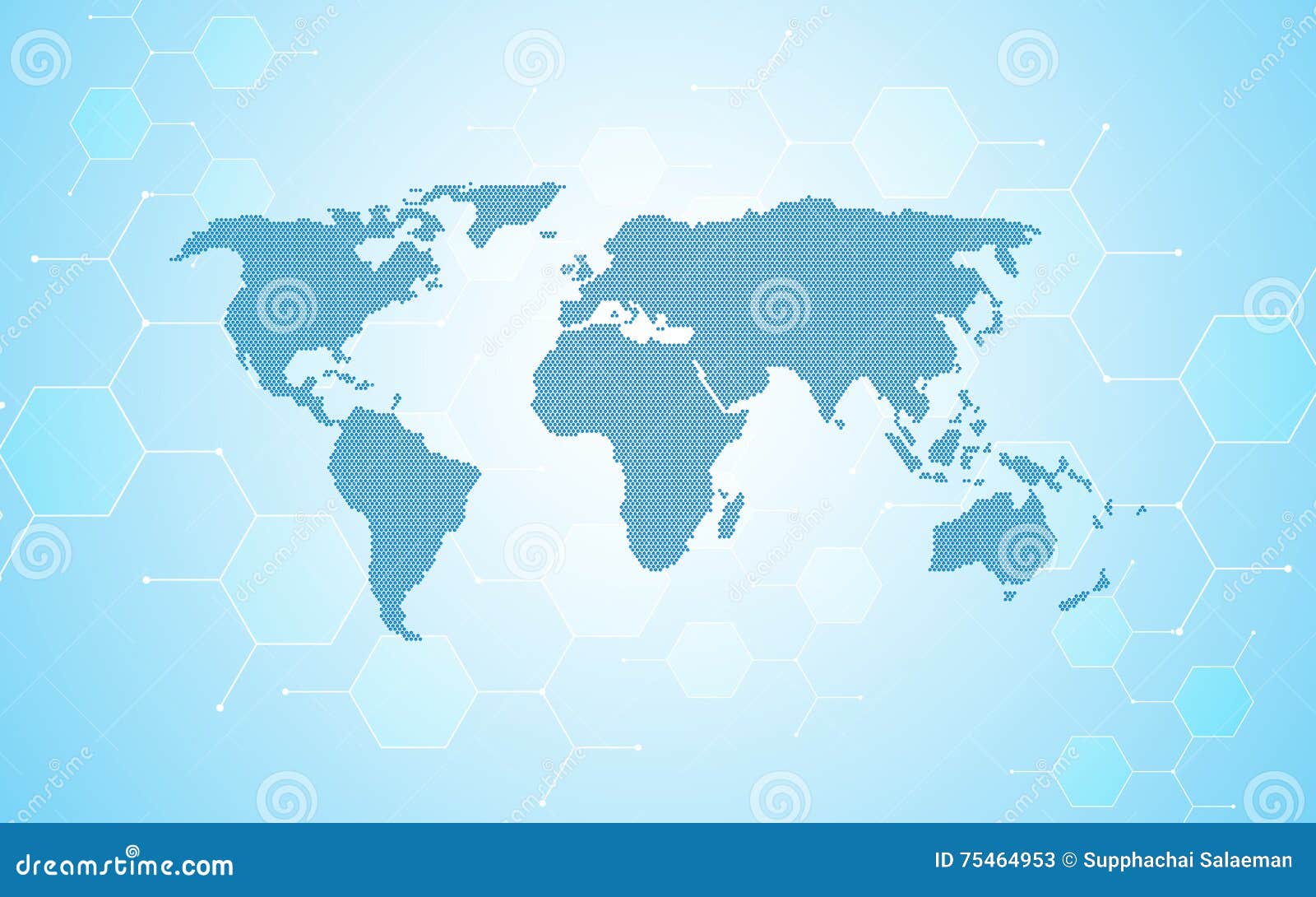 Abstract Particle Molecular Atomic Design World Map Network Concept ...