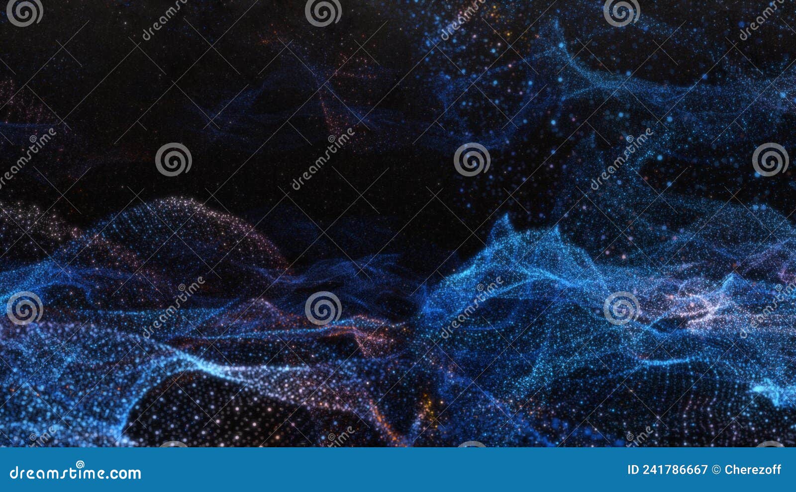 Abstract Particle Waves with Depth of Field Effect Stock Illustration ...