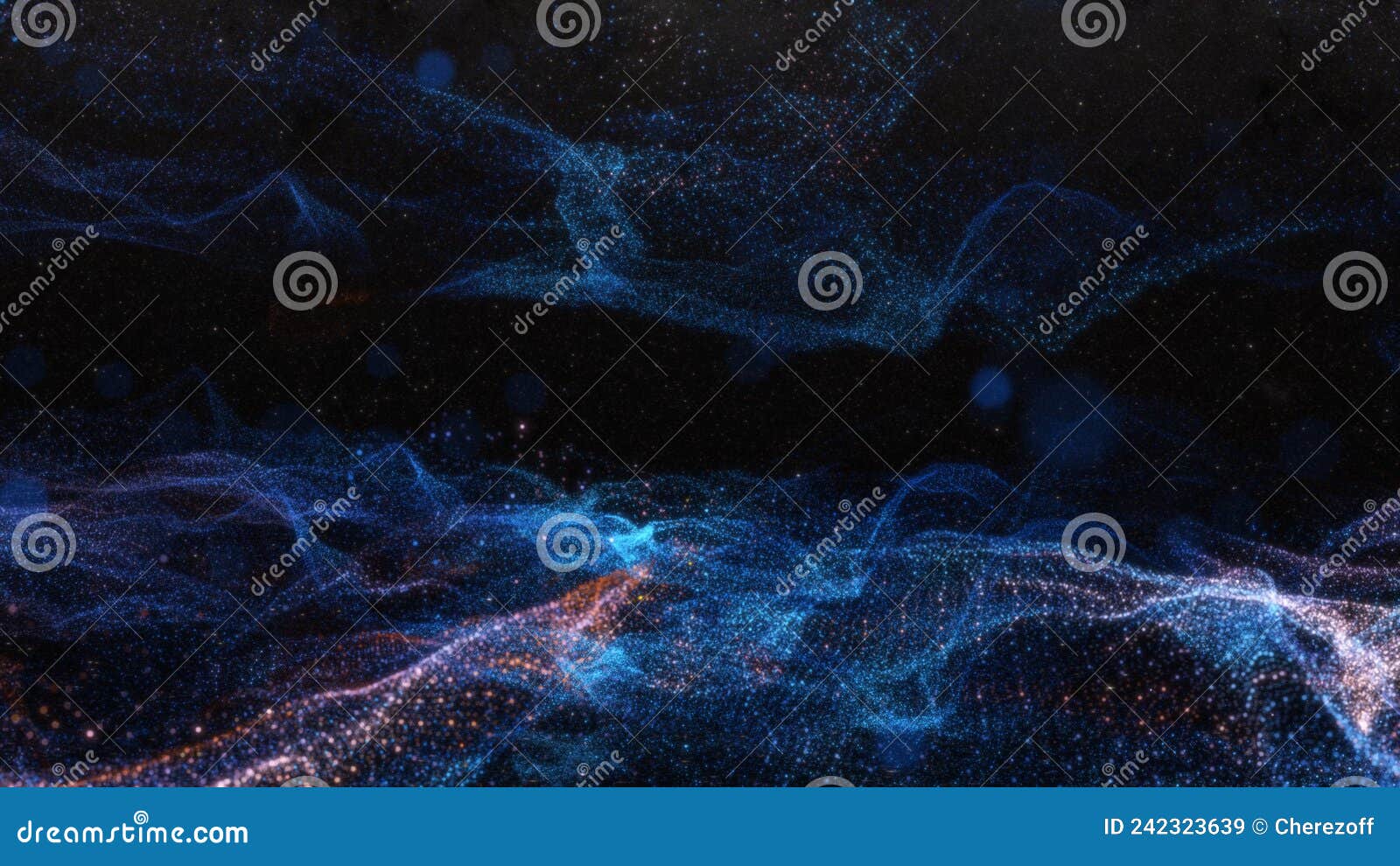 Abstract Particle Waves with Depth of Field Effect Stock Illustration ...