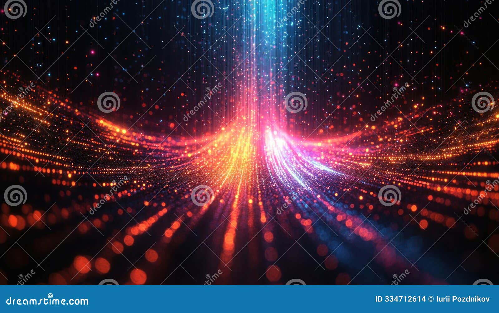 Abstract Particles Flowing Upwards in Digital Space Forming a Mountain ...