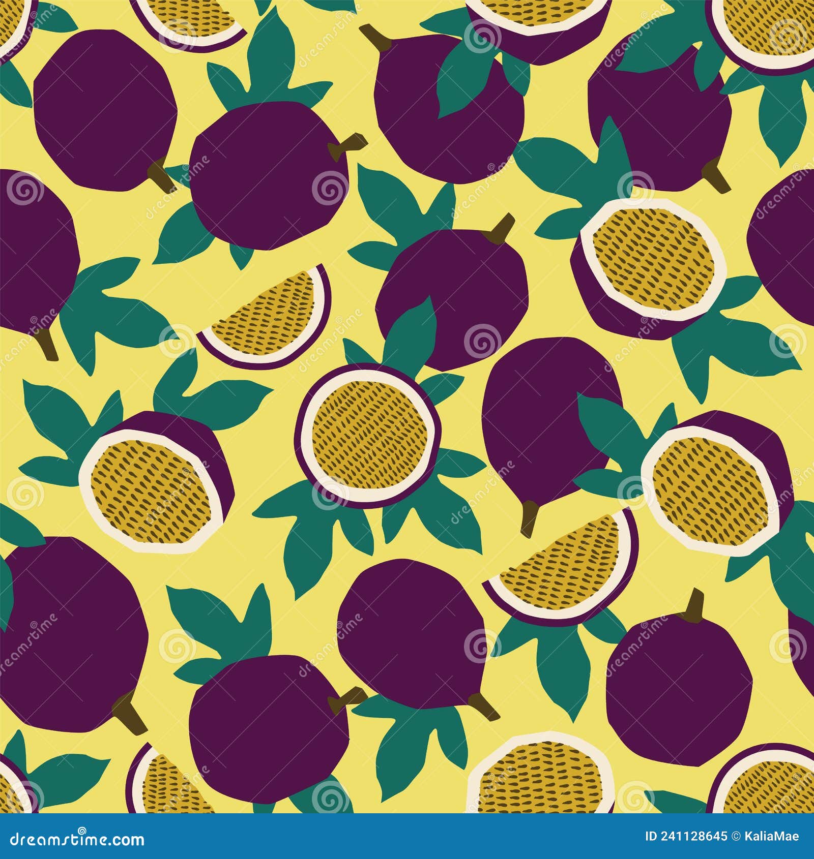 Abstract Passion Fruit Seamless Repeat Pattern Background Print in a ...