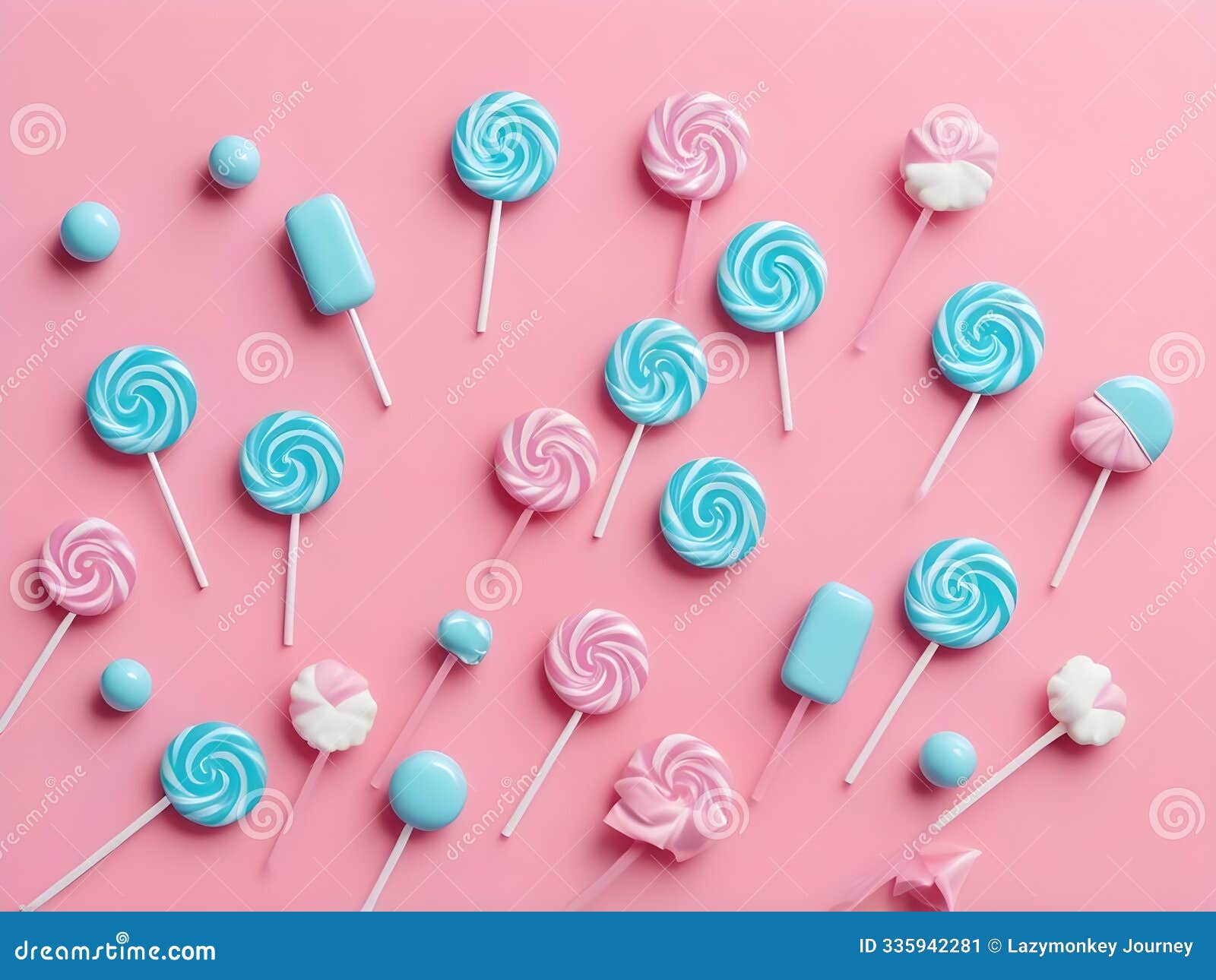 Abstract Pastel Blue Pink Candy on a Pastel Pink Background. Minimal ...