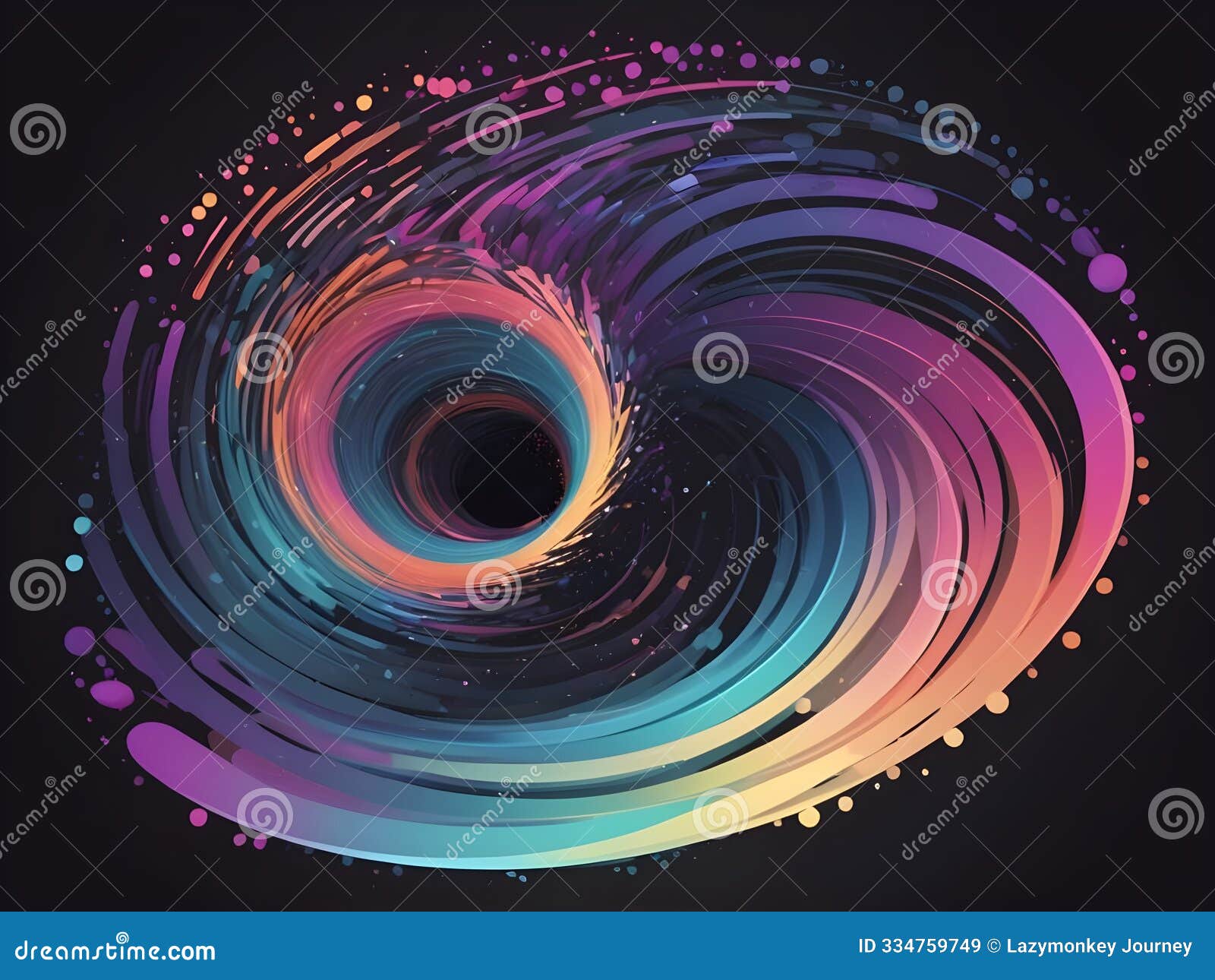Abstract Pastel Cool Spinning Spiral of Colored Gradient Particles ...