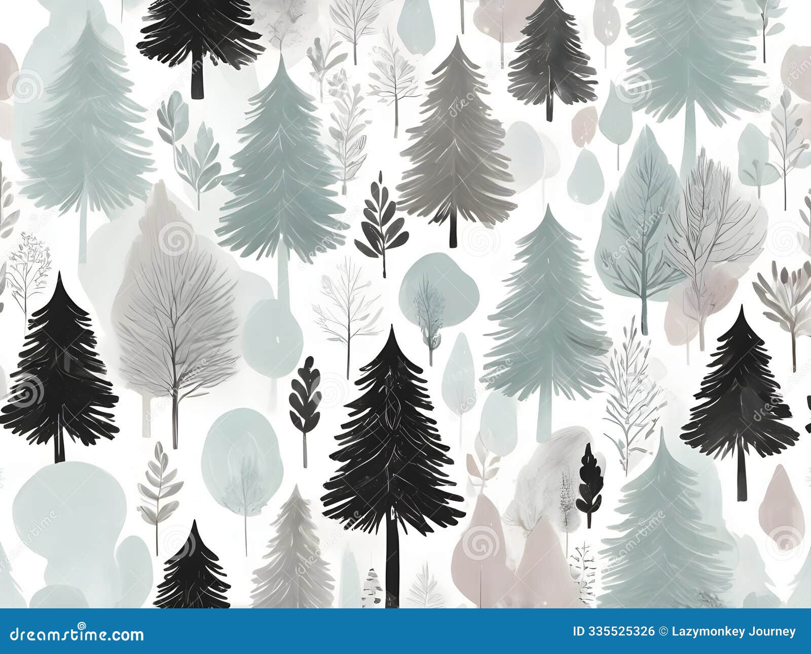 Abstract Pastel Illustration with a Wild Spruce on White Background ...