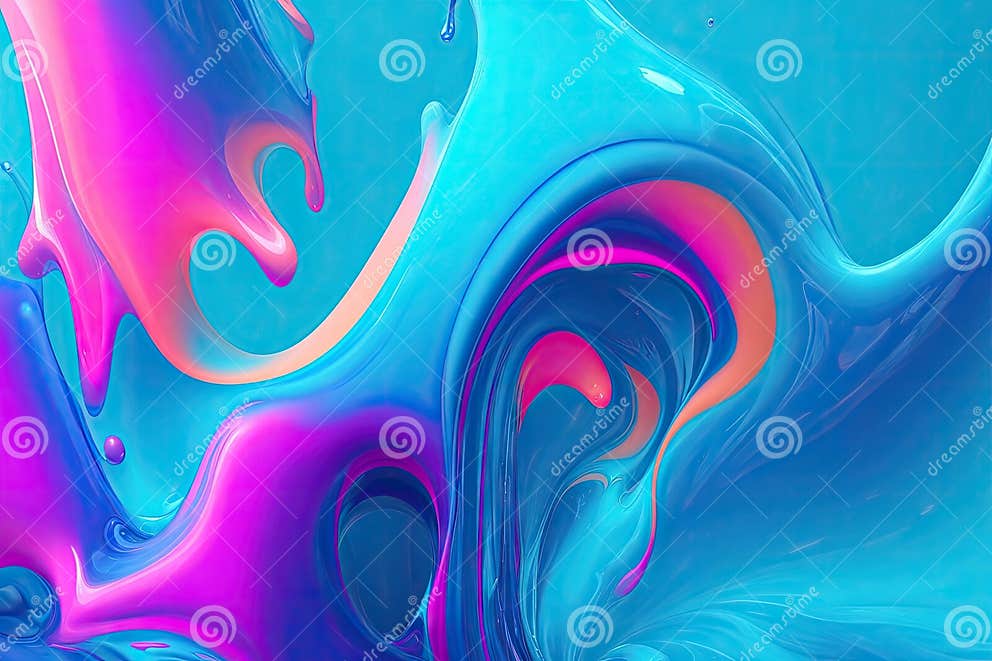 Abstract Pastel Neon Blue Liquid Design. Ai Generative Stock Image ...