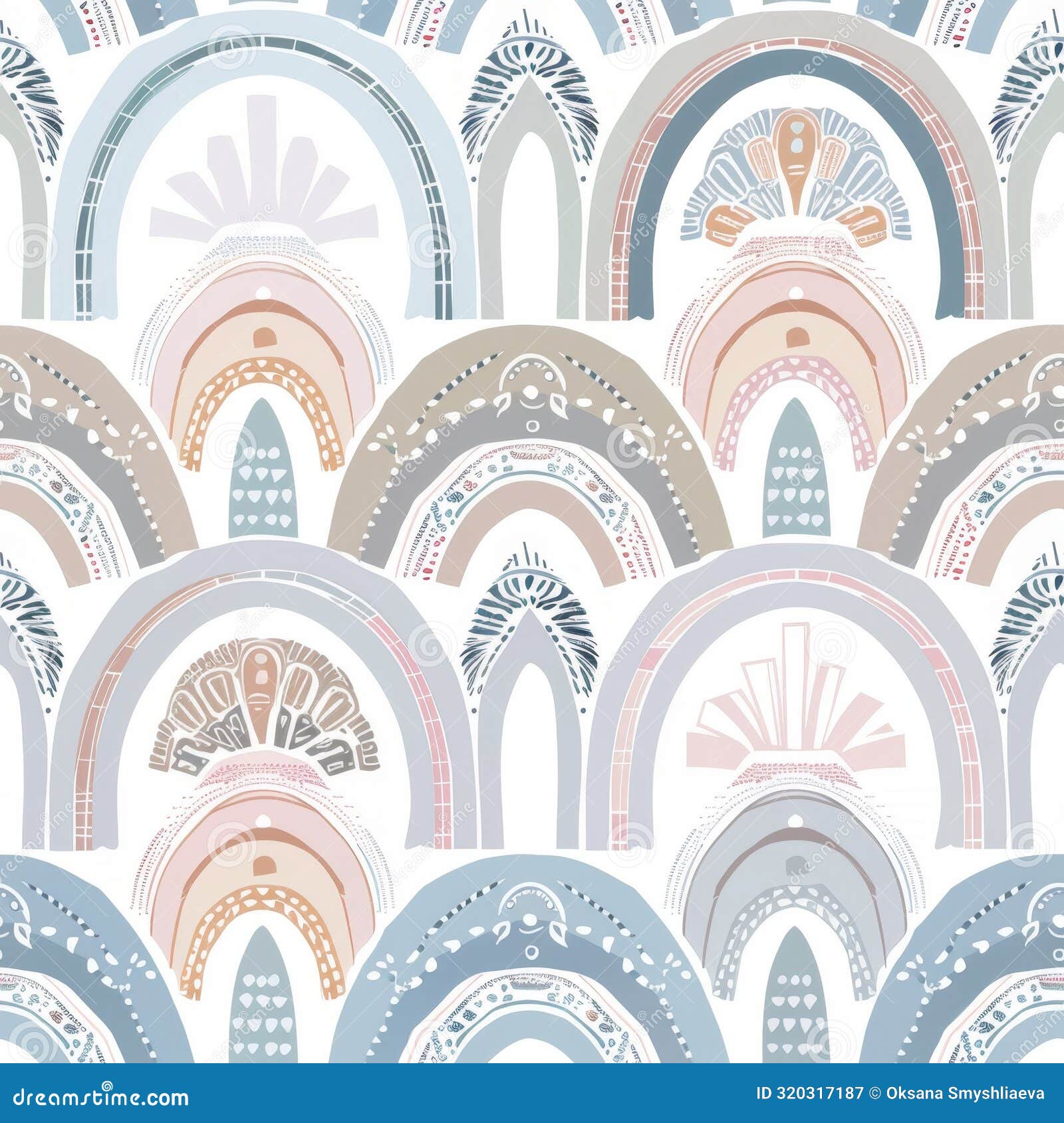 Abstract Pastel Rainbow Arch Pattern for Contemporary Design Stock ...