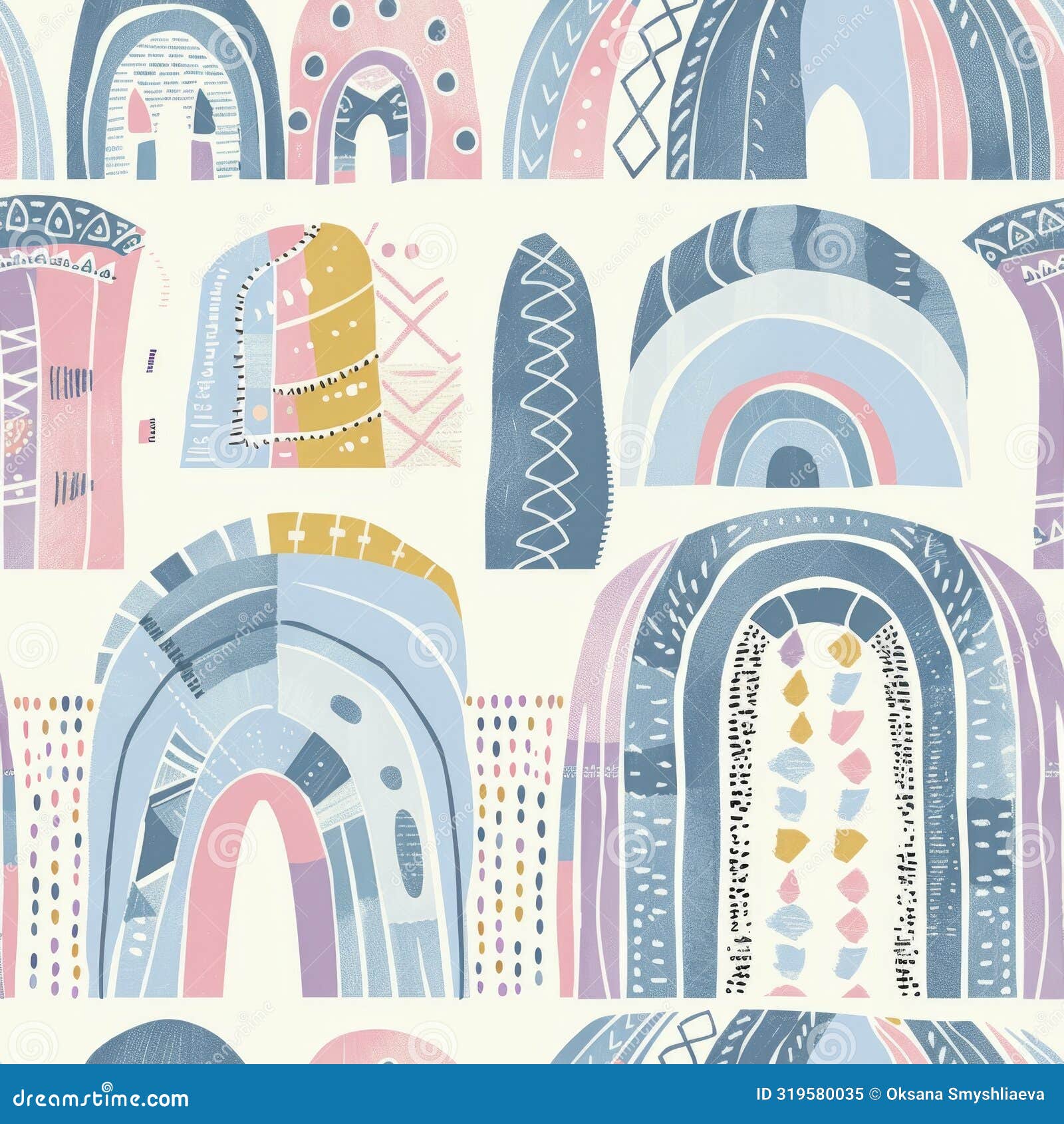 Abstract Pastel Rainbow Arches Pattern for Modern Design Stock Image ...