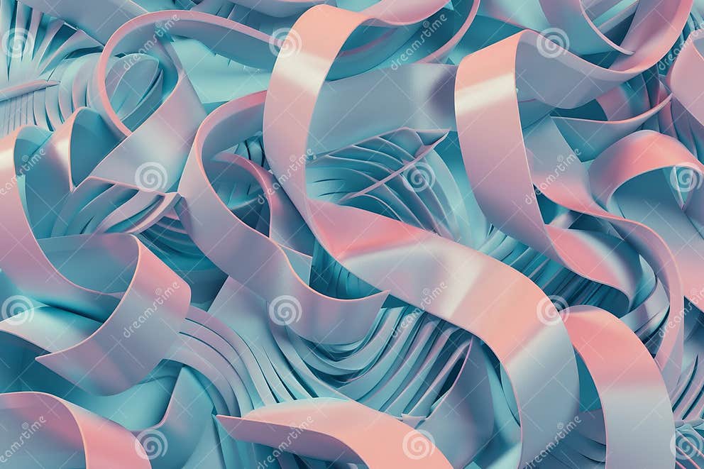 Abstract Pastel Ribbons Intertwined in a Complex Pattern of Blue and ...