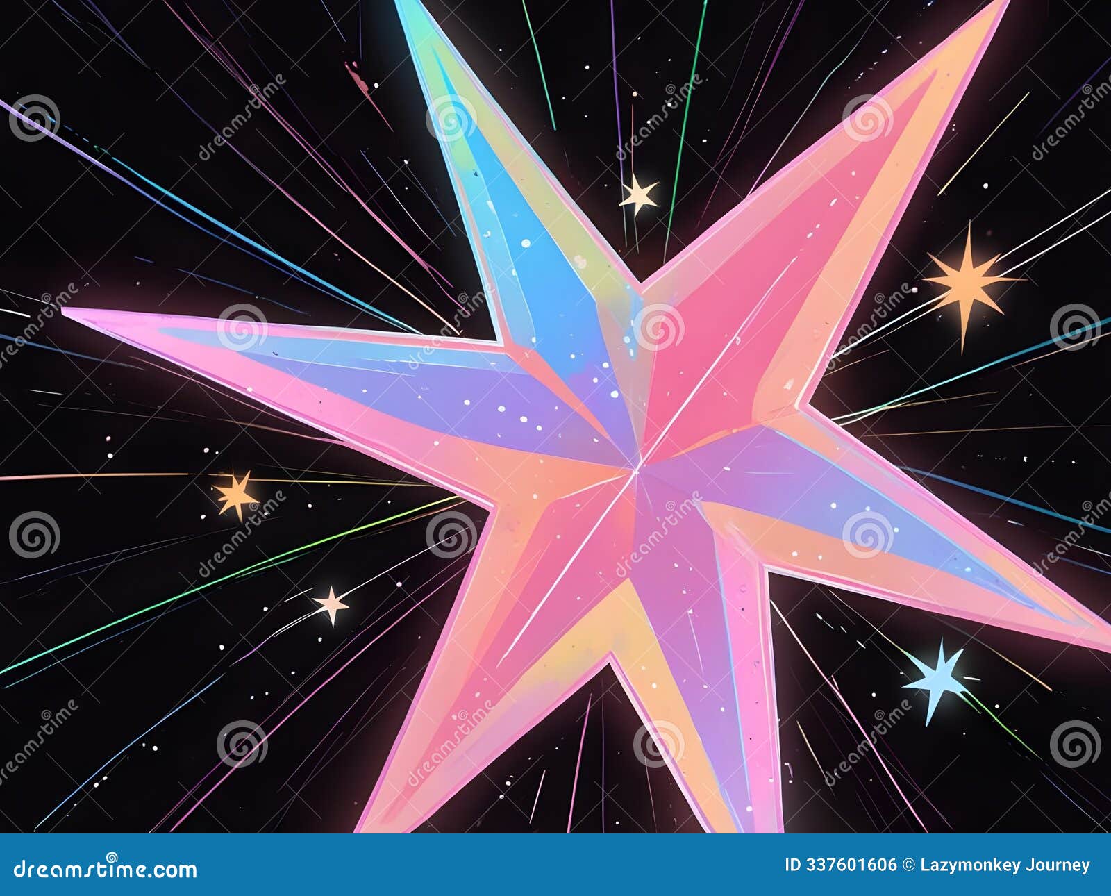 Abstract Pastel Shining Star Shines on a Black Background Stock ...