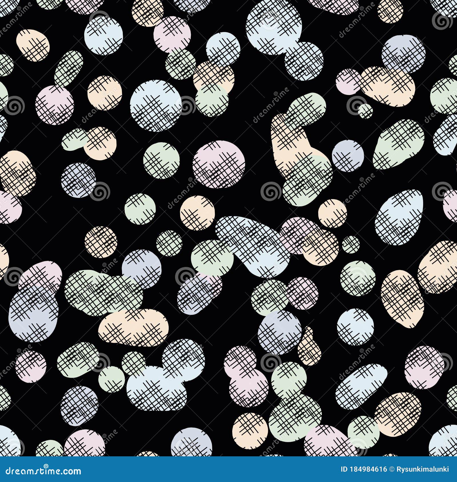 Pastel Spots Seamless Vector Pattern on Black Stock Vector ...