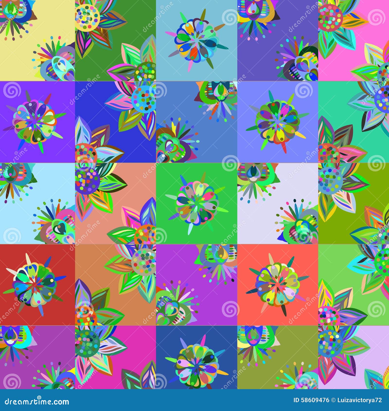 Abstract Patchwork Floral Background, Illustration Stock Vector ...