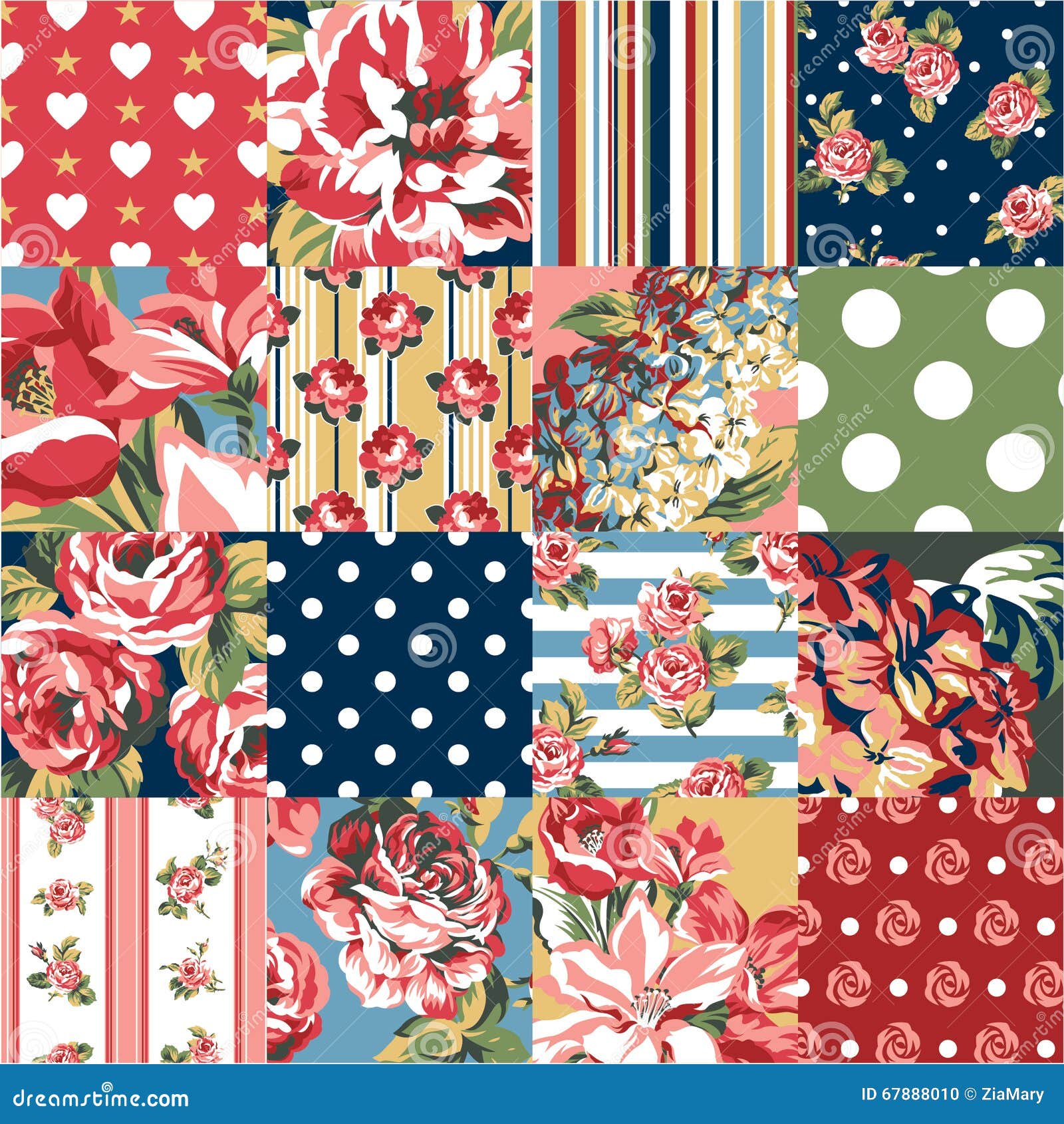 Abstract Patchwork With Flowers Stock Vector Illustration Of Shirt