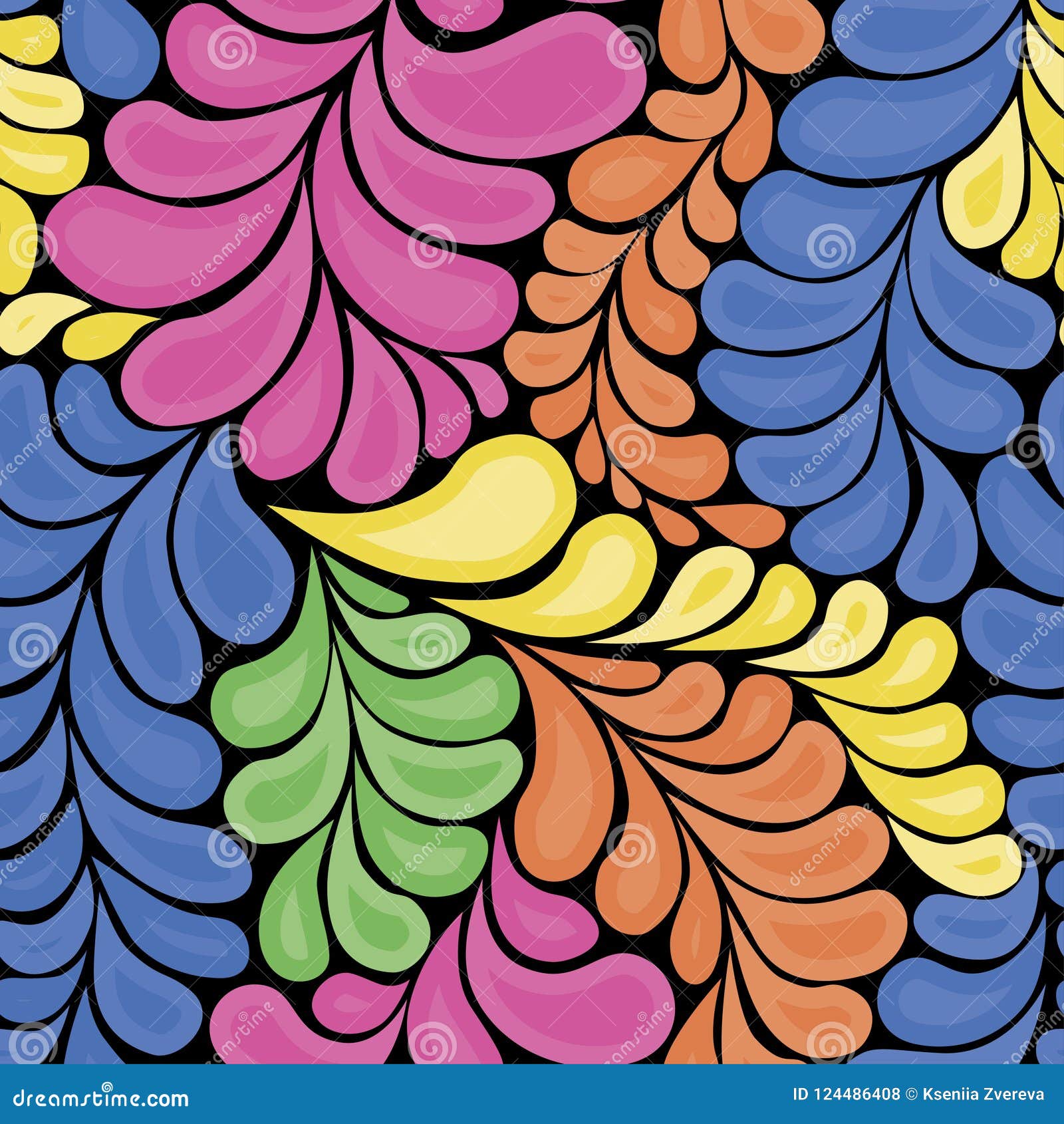 Abstract Path Hippie 60s Seamless Vector Pattern Stock Vector ...