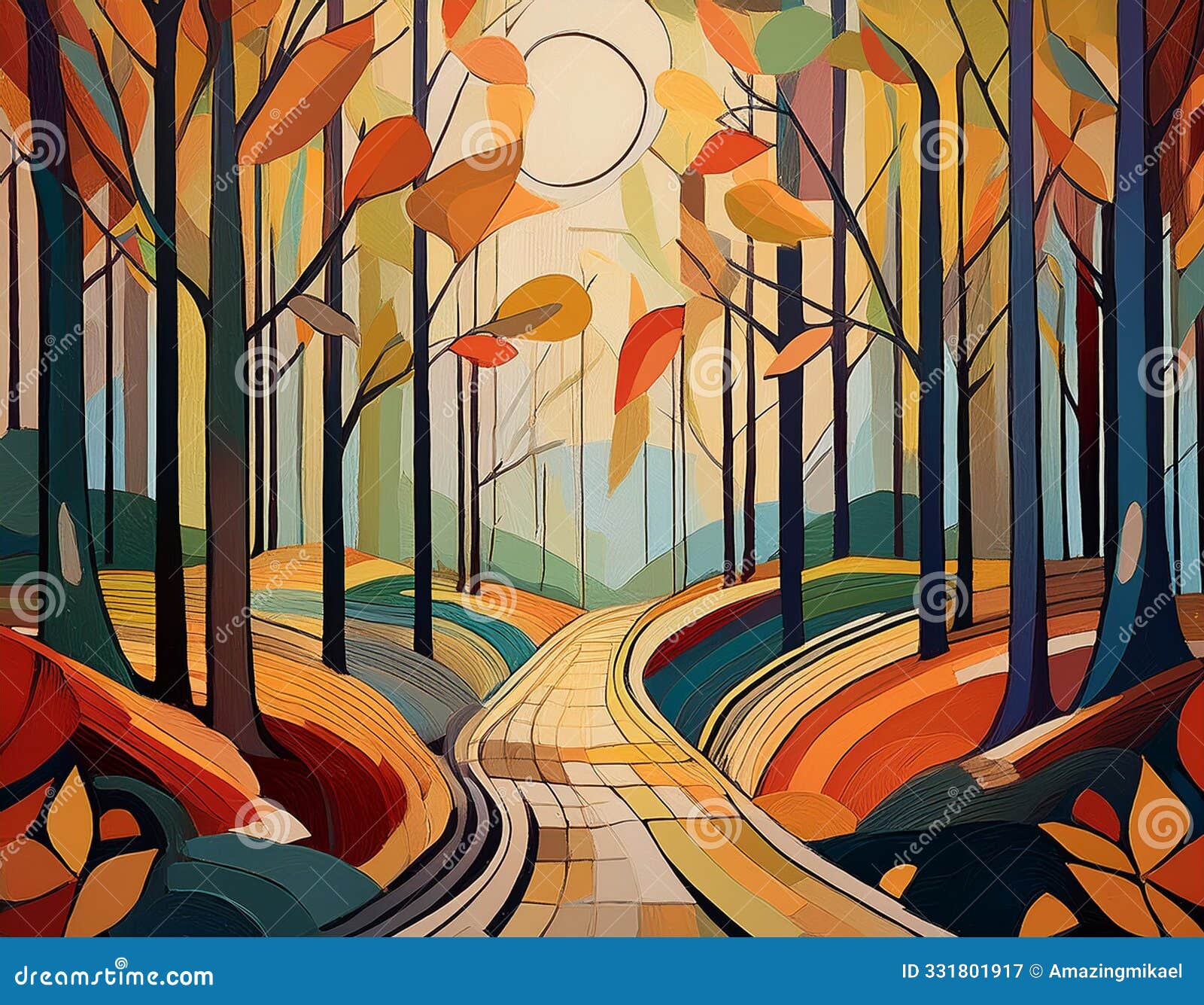 Abstract Path through the Woods Focus on Leaf and Bark Textures in an ...