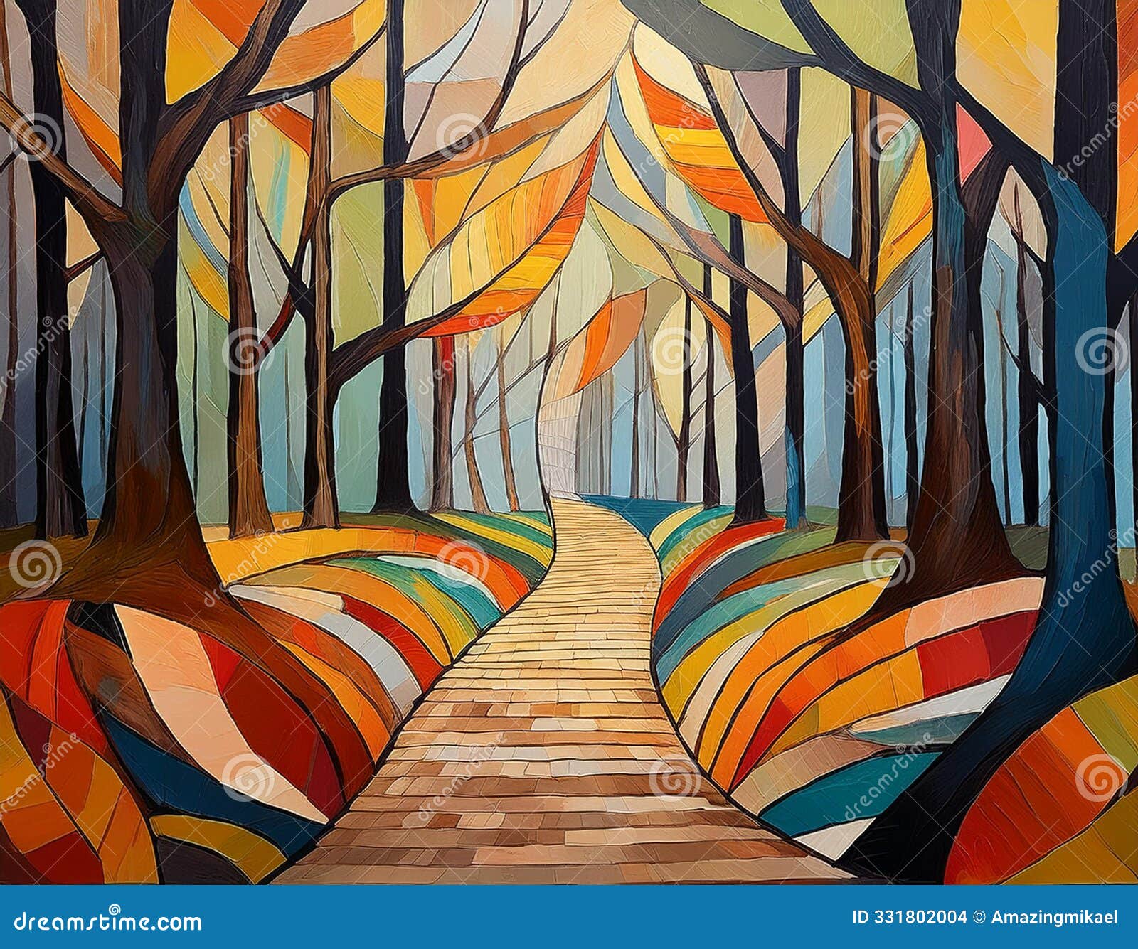 Abstract Path through the Woods Focus on Leaf and Bark Textures in an ...