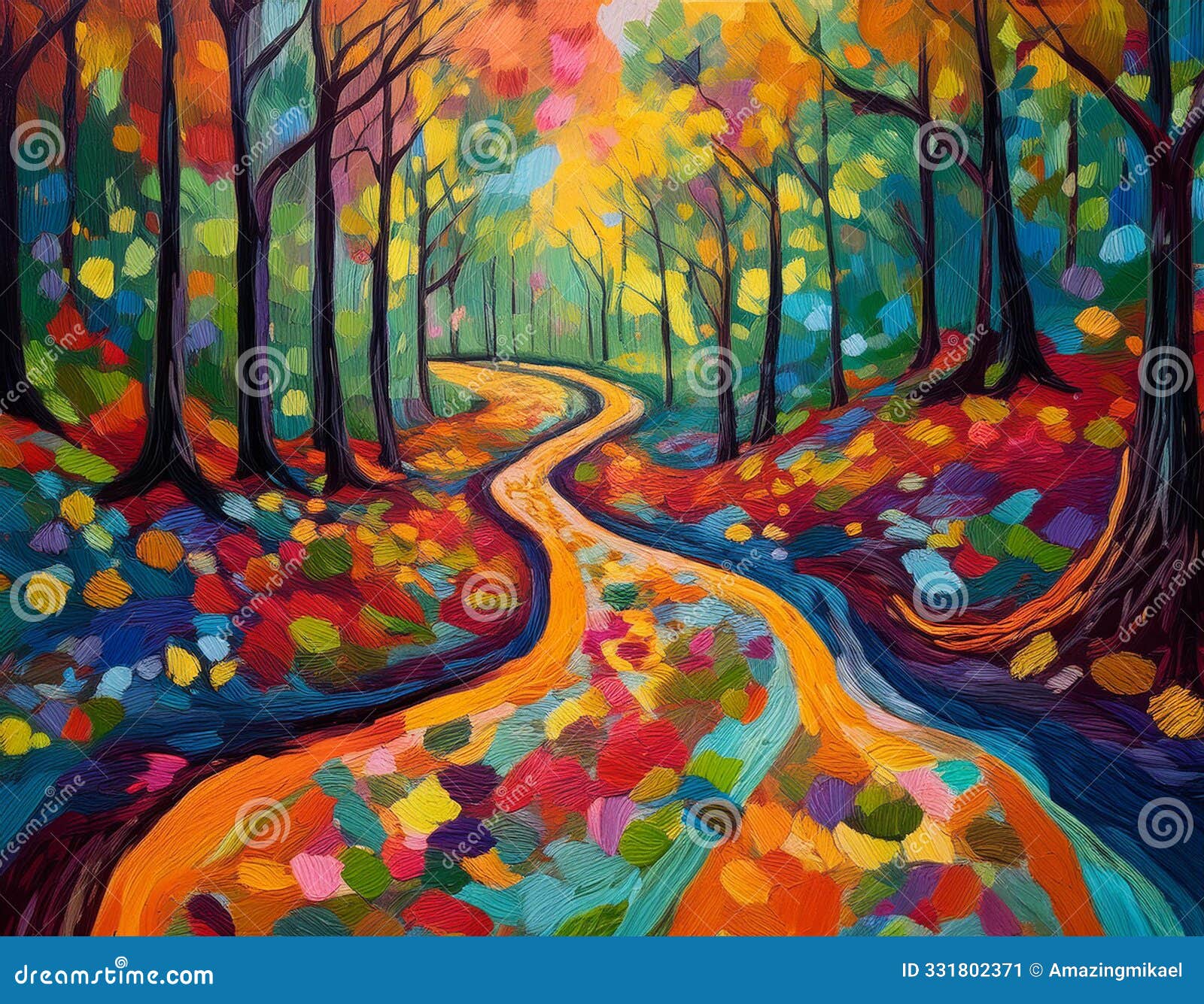 Abstract Path through the Woods Focus on Leaf and Bark Textures in an ...