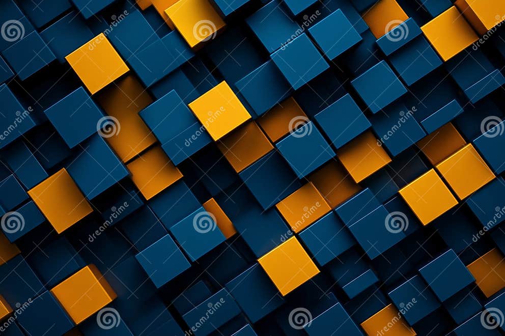 Abstract Pattern of Alternating Blue and Yellow Cubes Creating a ...