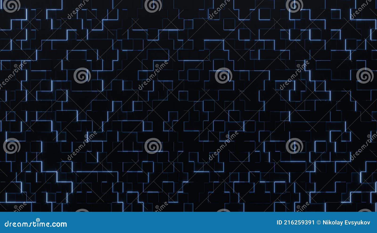 Abstract Pattern Backround. Black Cubes with Glowing Neon Edges. 3d ...