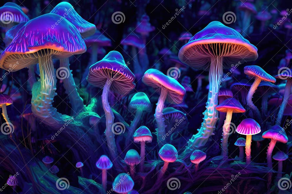 Abstract Pattern of Bioluminescent Fungi Stock Photo - Image of ...