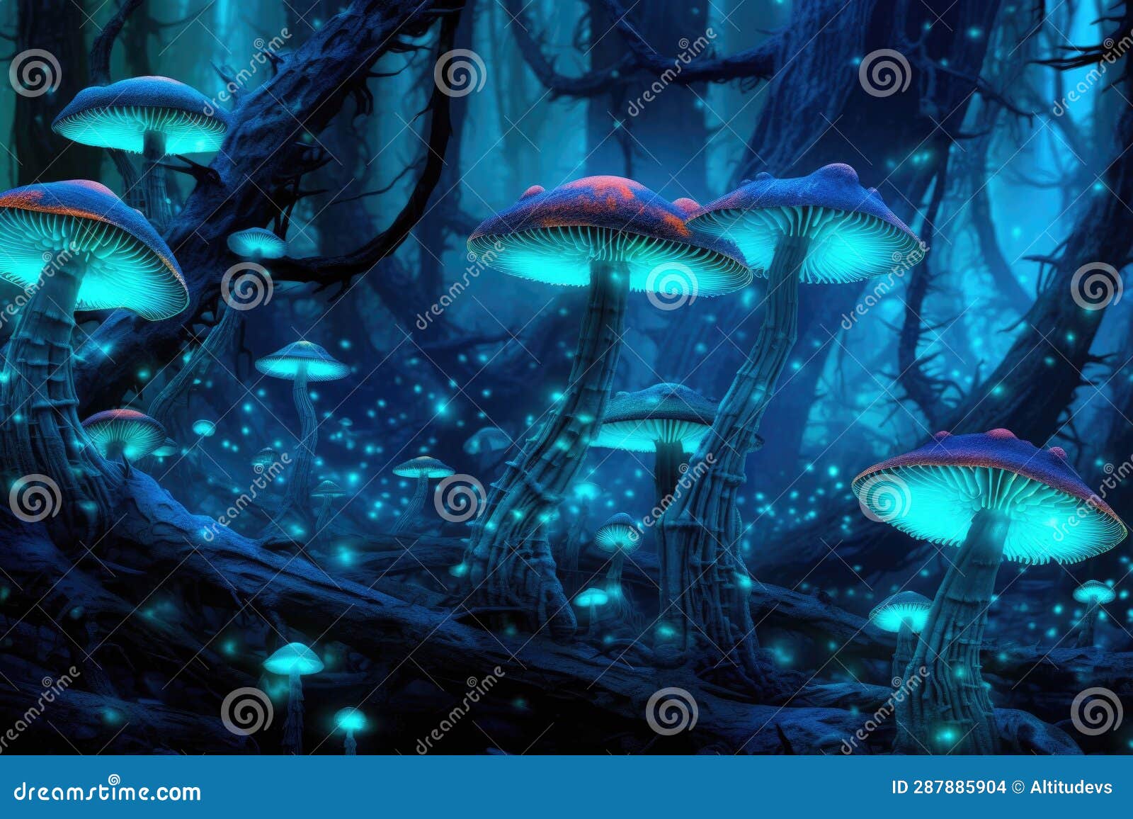 Abstract Pattern of Bioluminescent Fungi Stock Photo - Image of organic ...
