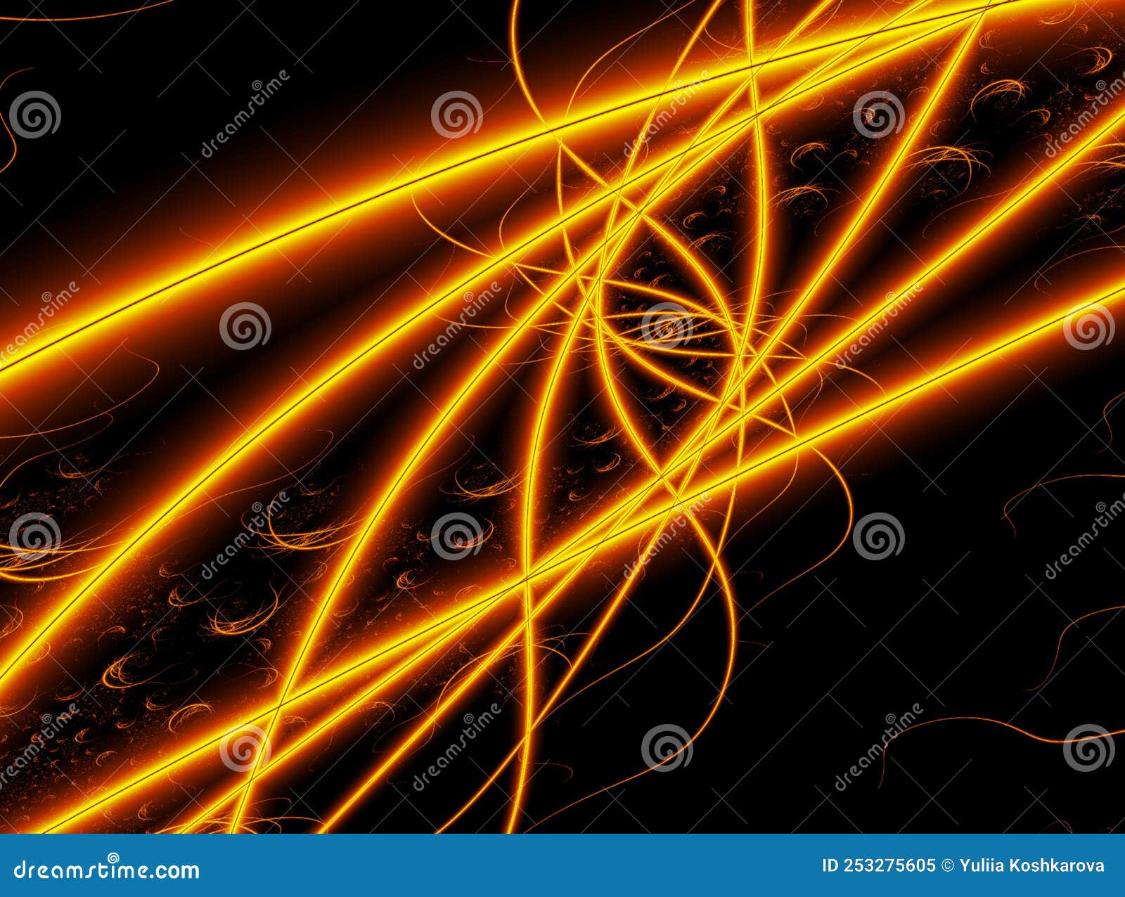Abstract Pattern of Bright Orange Lines on a Black Stock Vector ...