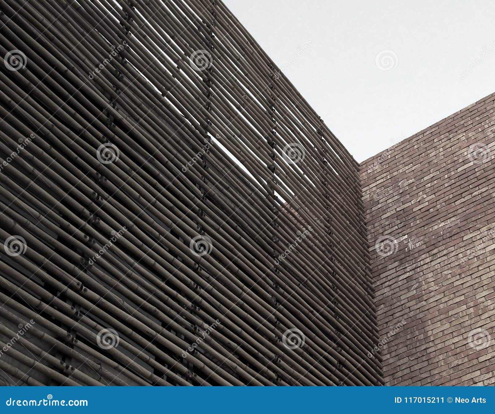 Abstract Pattern of a Building Wall & Bamboo Stock Image - Image of ...