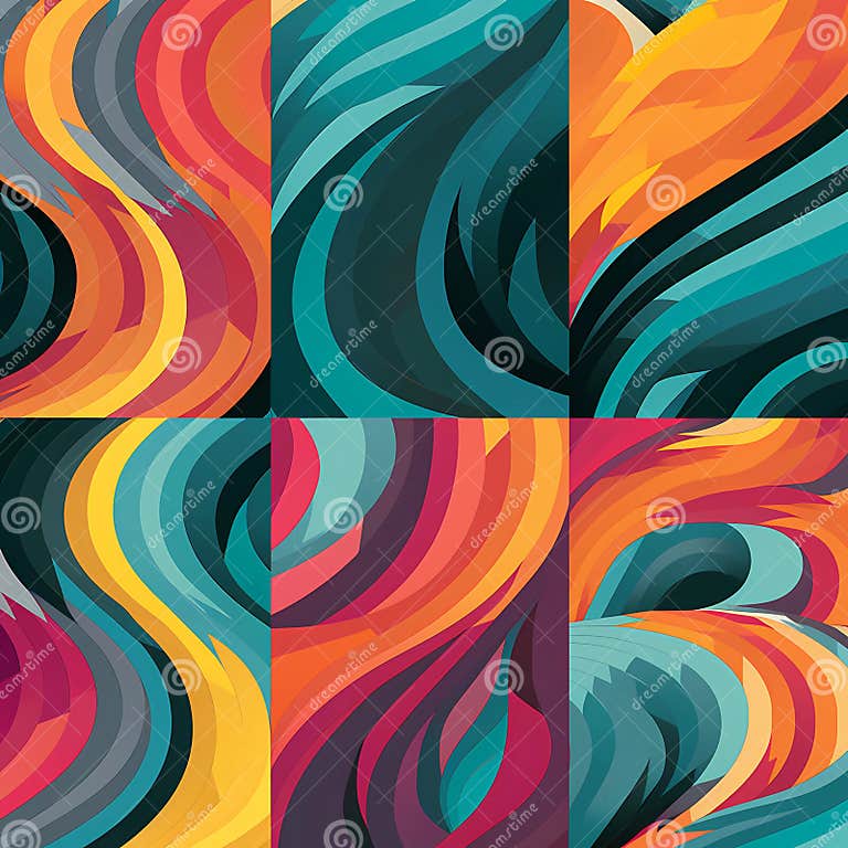 Abstract Pattern Collection in 6 Images. AI-generated. Stock Illustration - Illustration of ...